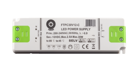 TRANSFO LED FTPC 30W DC24V 1.25A IN200-240V IP20 COMPACT BORNIER ...